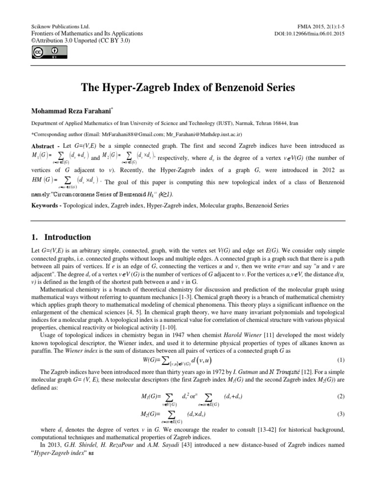 The Hyper-Zagreb Index of Benzenoid Series PDF | PDF | Vertex (Graph Theory) | Combinatorics