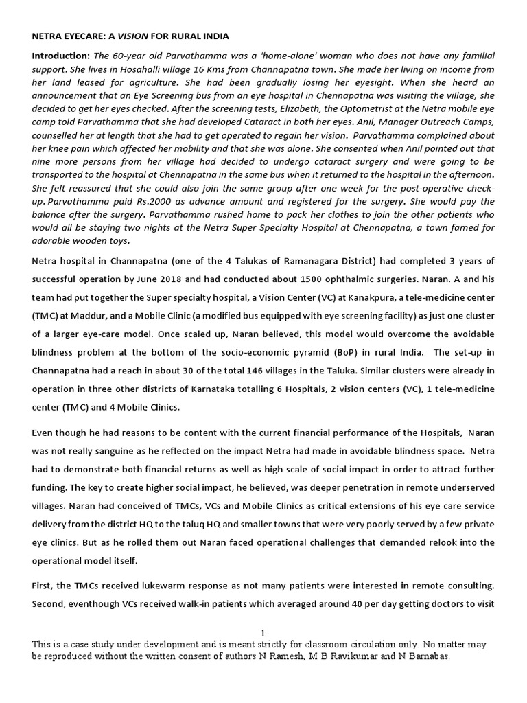 Netra Case Study For Endterm | PDF | Optometry | Telemedicine