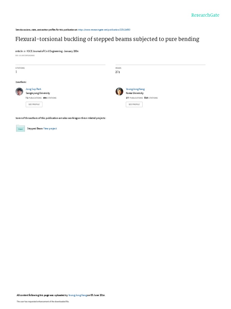 Flexural-Torsional Buckling of Stepped Beams Subjected To Pure Bending ...