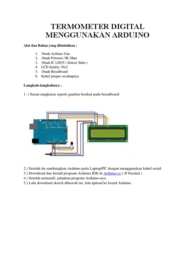 Termometer Digital Menggunakan Arduino | PDF