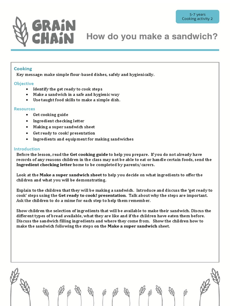 05-07 How To Make A Sandwich Lesson Plan PDF | PDF | Sandwich | Foods