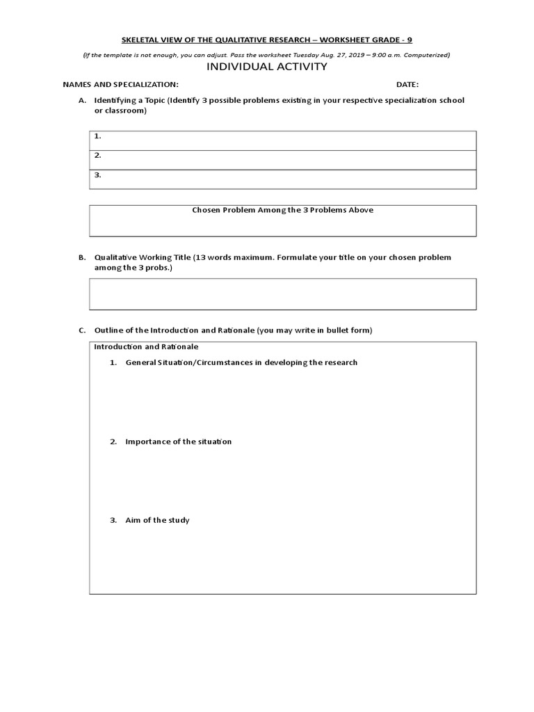 Grade 9 Research Worksheet 1 | PDF