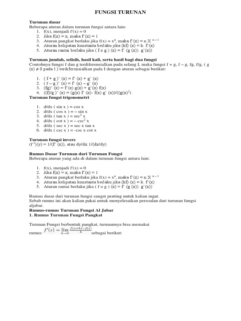 Fungsi Turunan | PDF | Sains & Matematika | Komputer