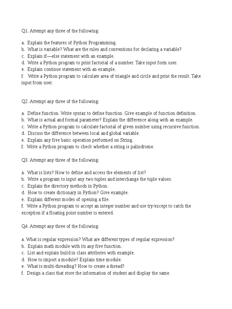 Python Question Paper Mumbai Univercity | PDF | Regular Expression ...