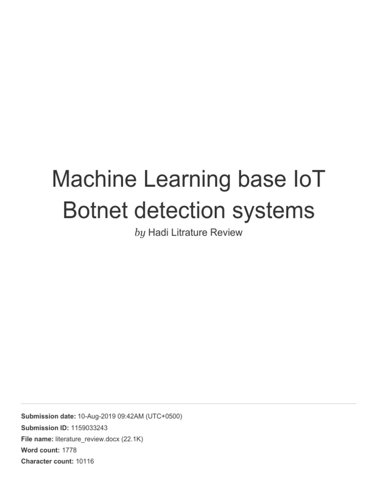 Machine Learning Base IoT Botnet Detection Systems | PDF | Internet Of ... Machine Learning Base IoT Botnet Detection Systems | PDF | Internet Of ...