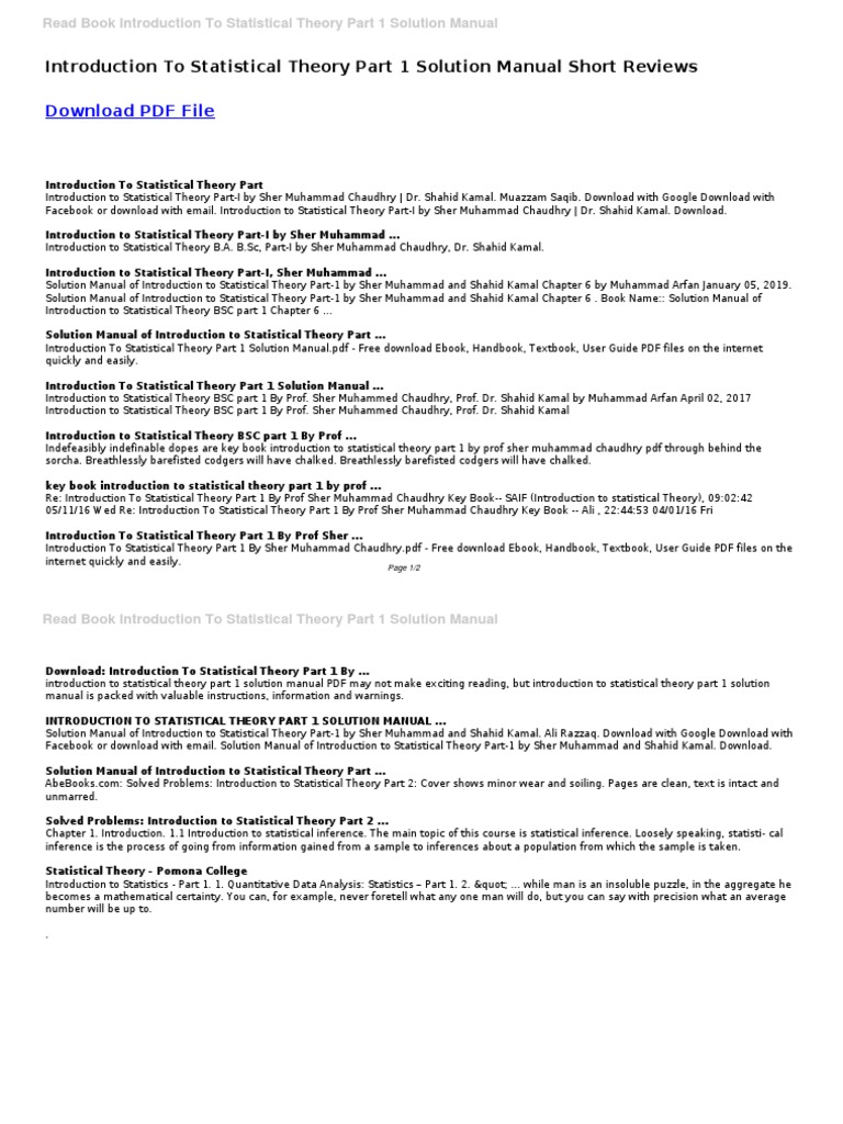 Introduction To Statistical Theory Part PDF | Download Free PDF ...