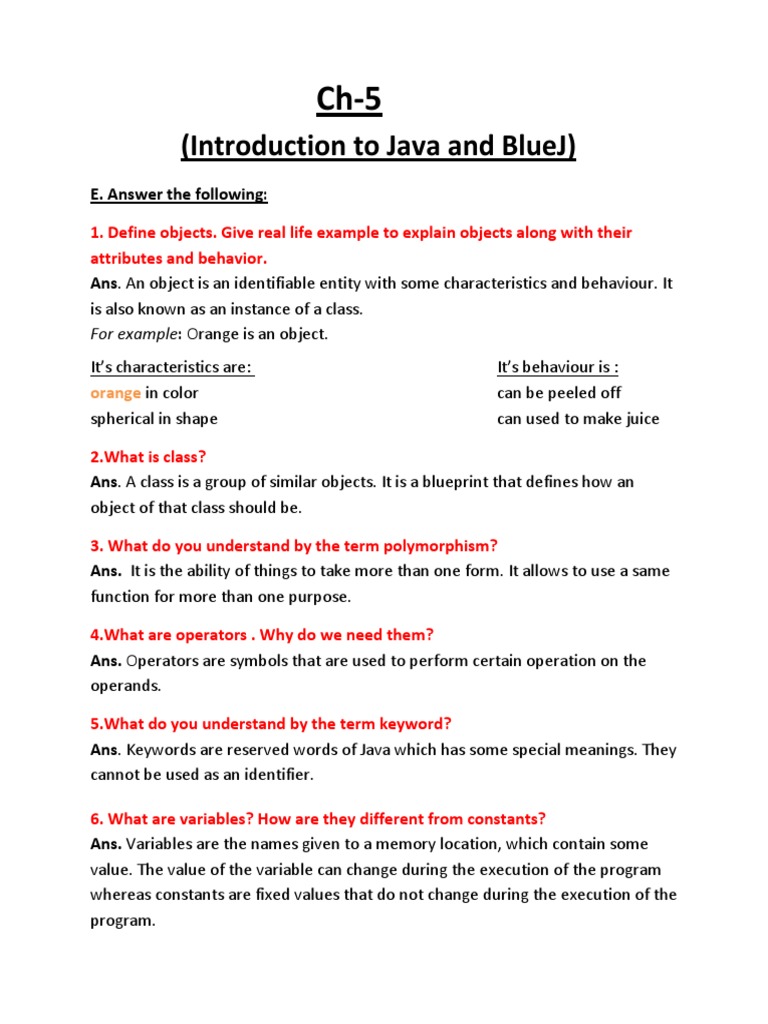 (Introduction To Java and Bluej) : For Example: Orange Is An Object | PDF