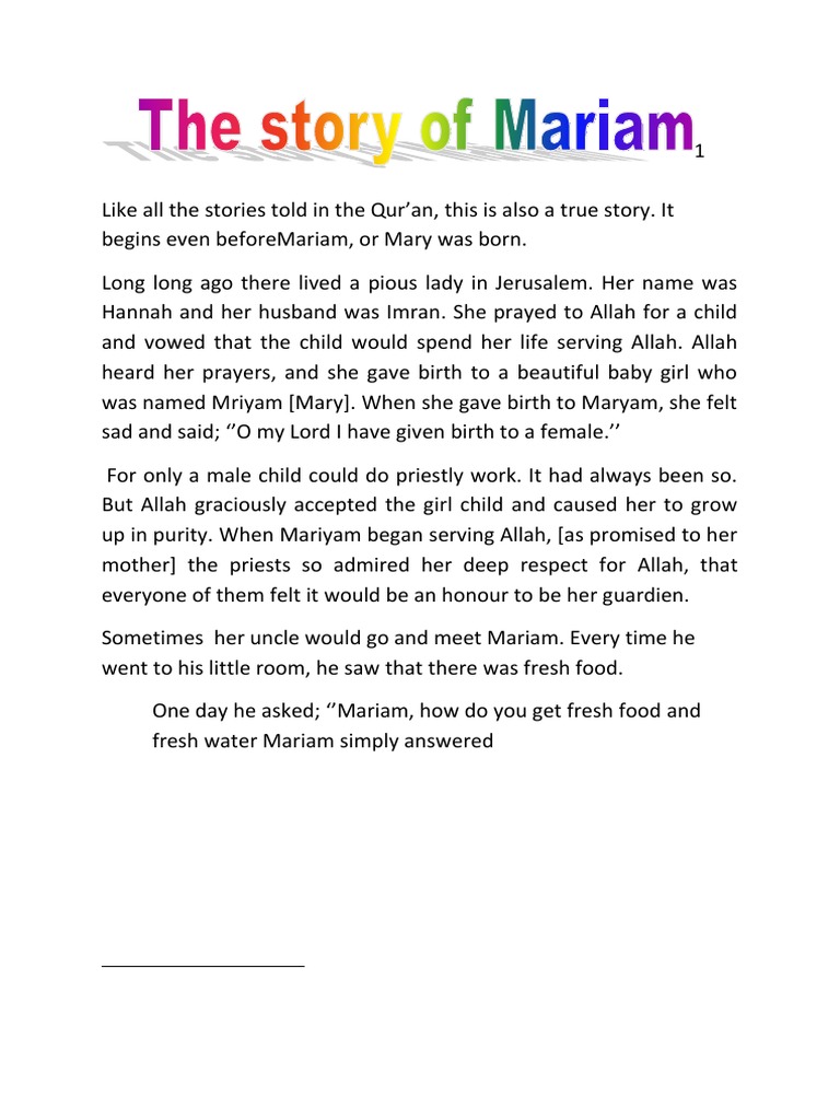 The Story of Mariyam. | PDF