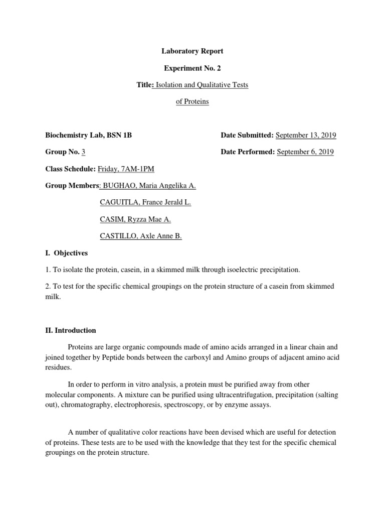 Laboratory Report Experiment No. 2 Title: Isolation and Qualitative ...