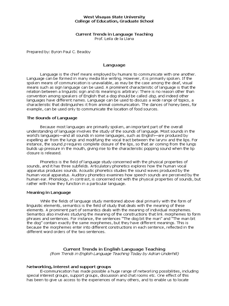 Trends in English Language Teaching | PDF | Semantics | Phonetics