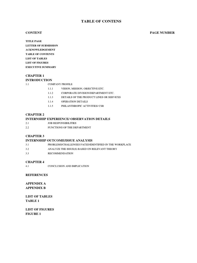 Table of Contens: Content Page Number | PDF