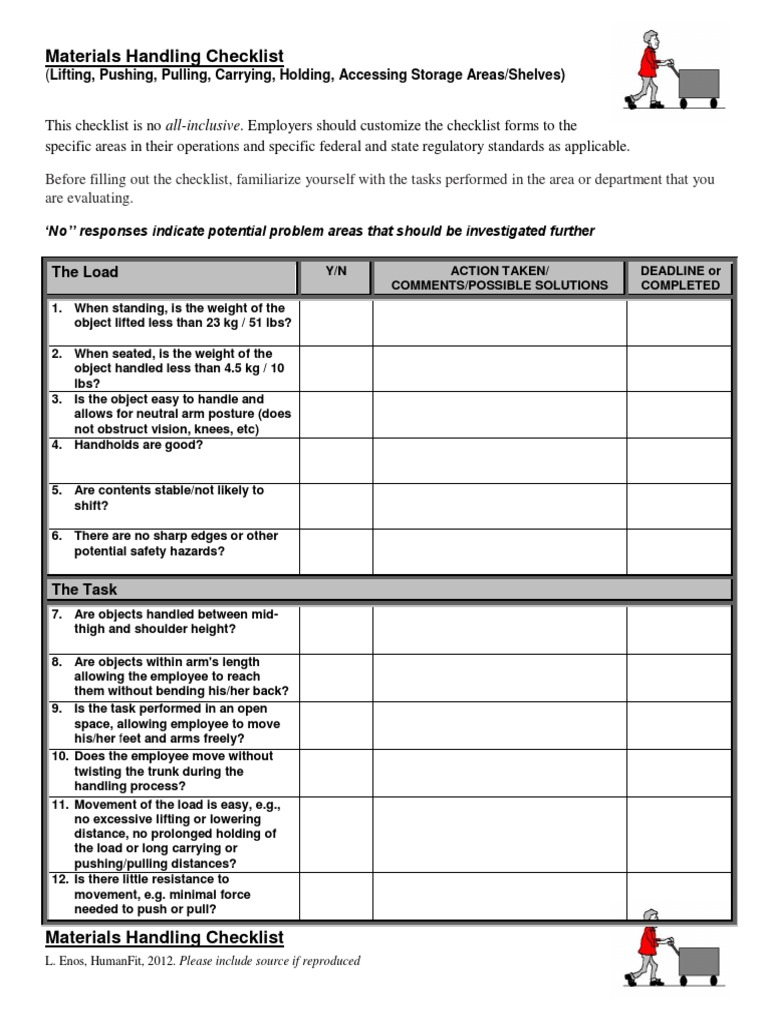 Material Handling Check Sheet | PDF | Nature
