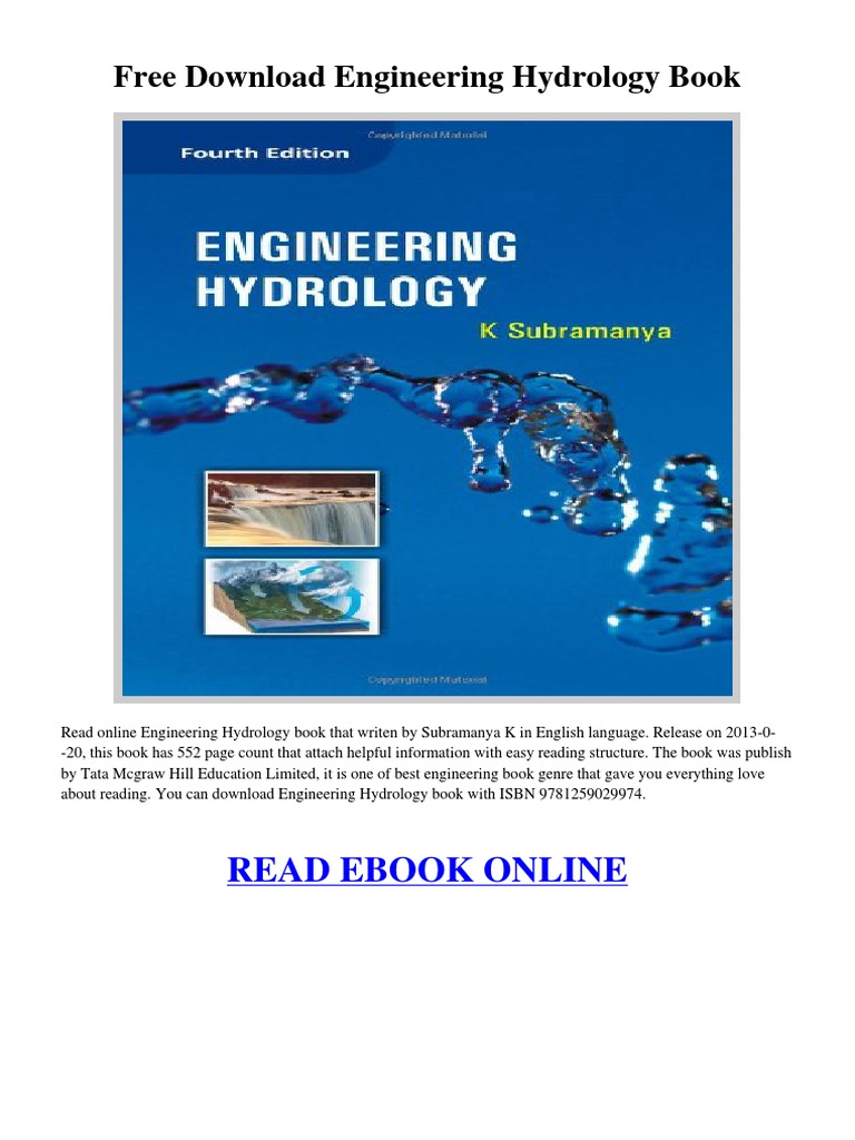 A Comprehensive Guide to the Fundamental Engineering Hydrology Textbook by Subramanya K | PDF ...