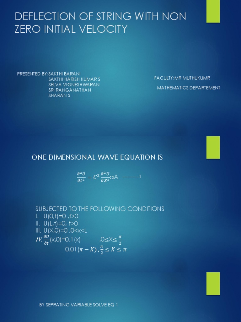 Deflection Of String With Non Zero Initial Velo PDF Sine 