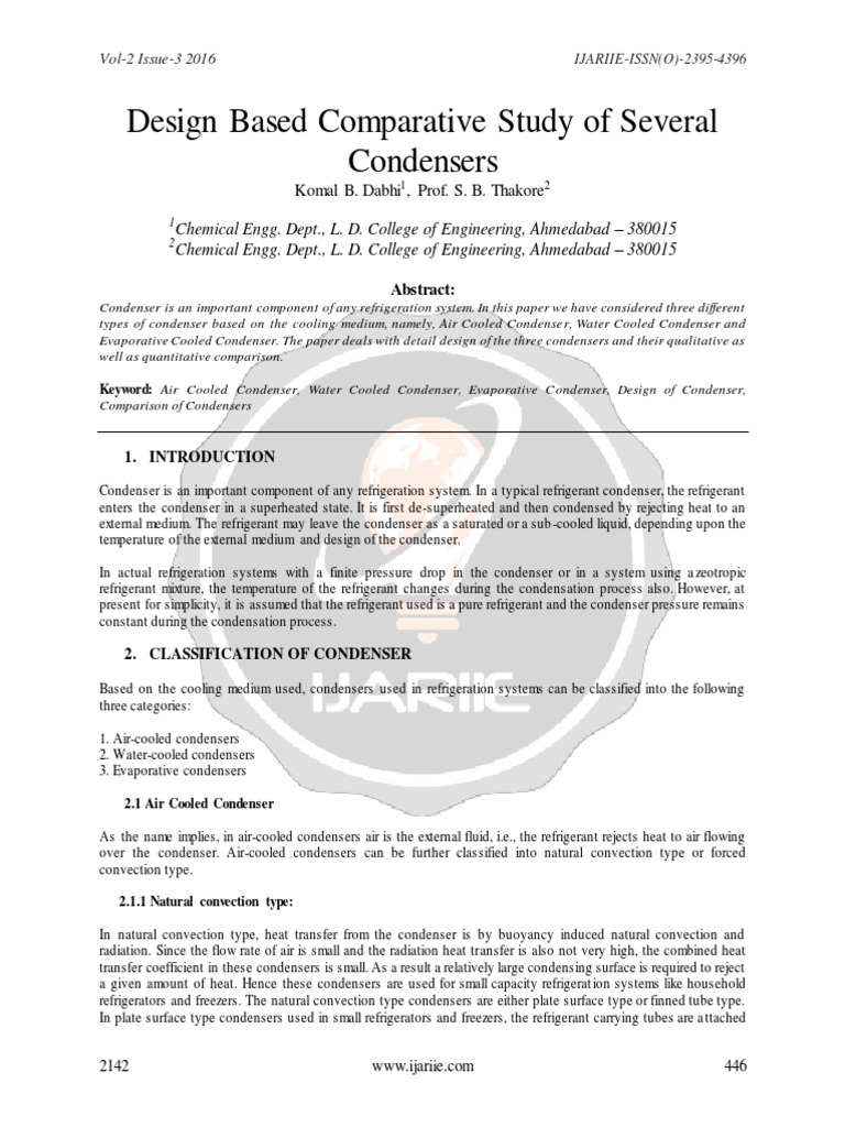 Design Based Comparative Study of Several Condensers Ijariie2142 PDF ...