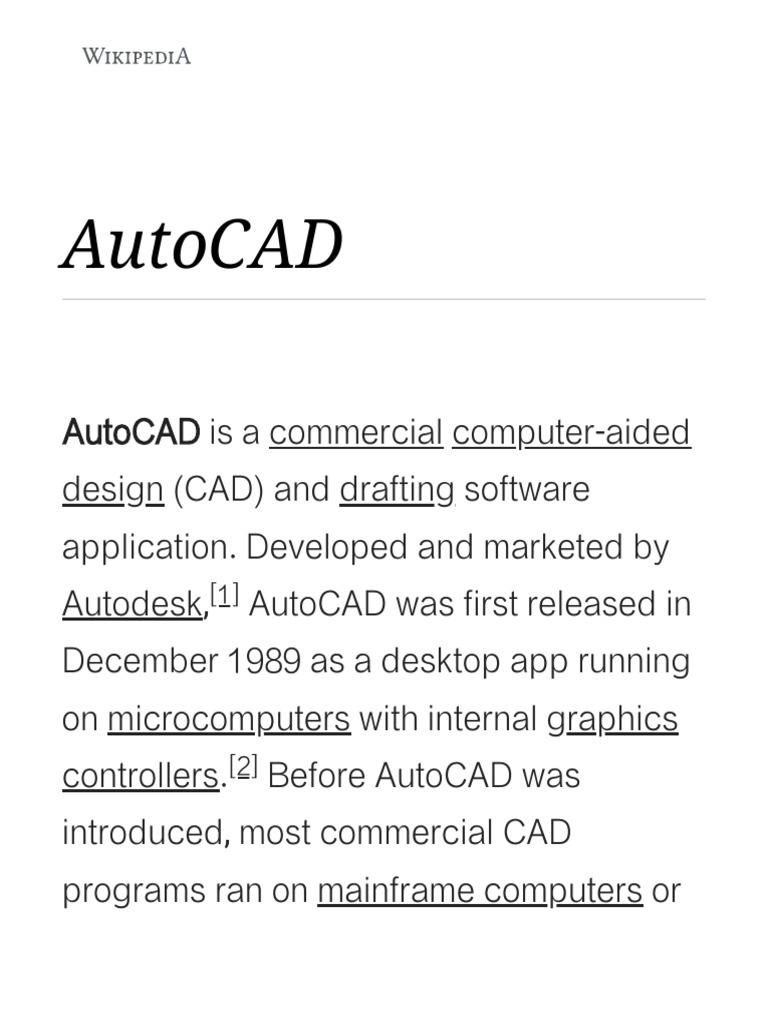 AutoCAD - Wikipedia | PDF | Auto Cad | Software