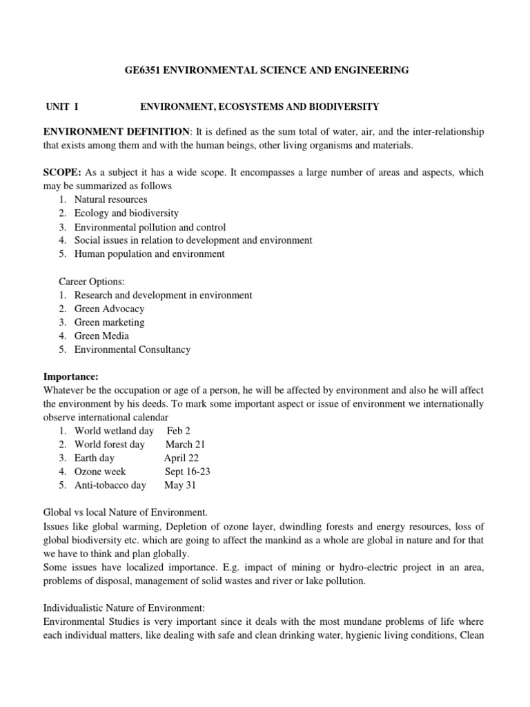 Understanding the Foundations of Environmental Science: An Overview of ...