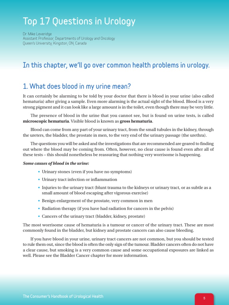Top 17 Questions in Urology: in This Chapter, We'll Go Over Common ...