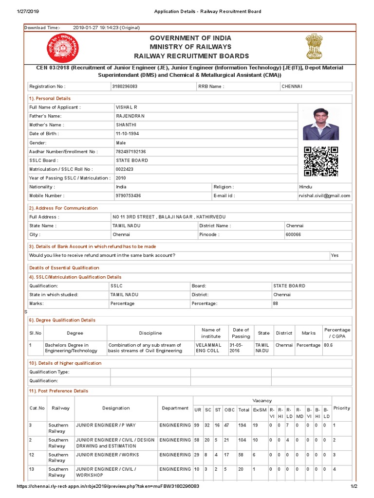 Government of India Ministry of Railways Railway Recruitment Boards | PDF