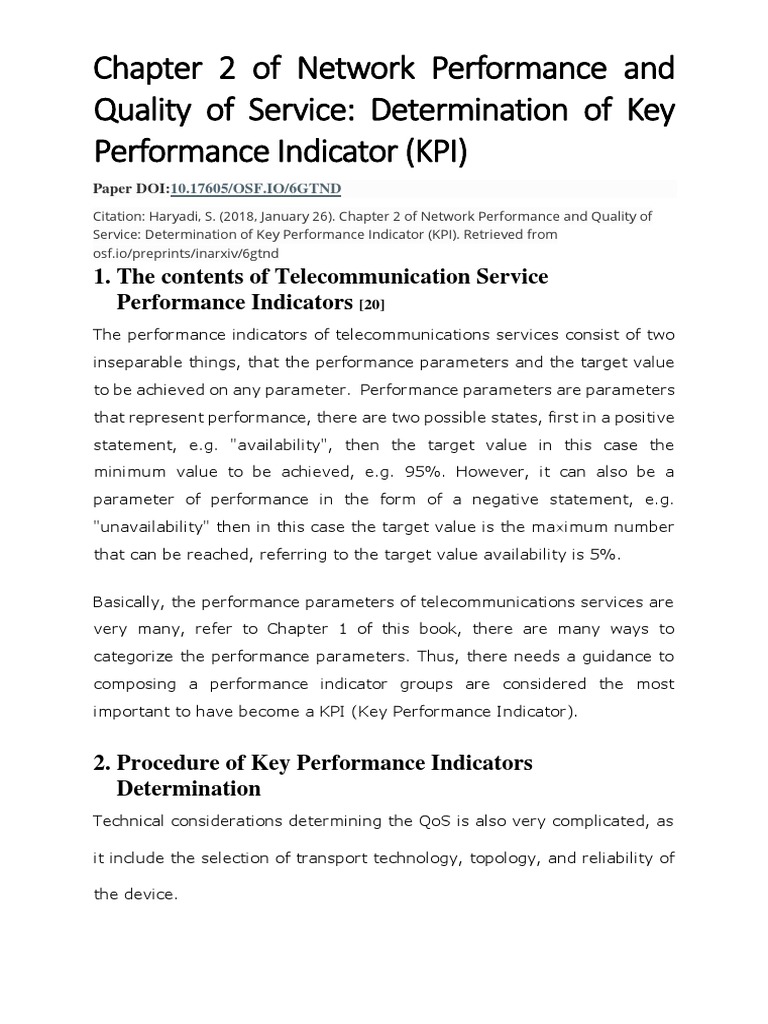 2018 - Chapter 2 - KPI of Network Performance and Quality of Service ...