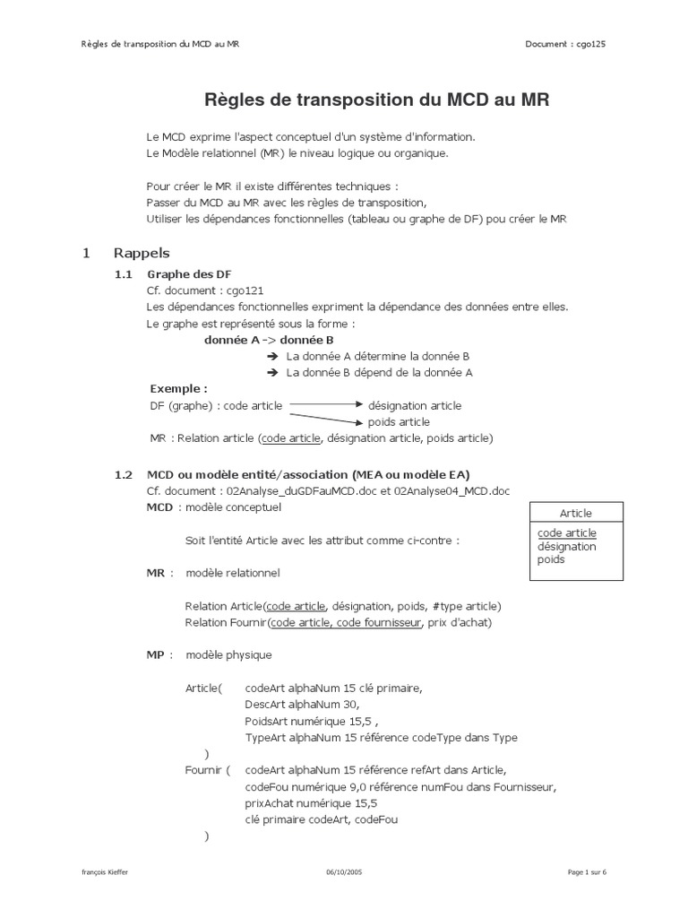 Traduction Du MCD en MLD | PDF