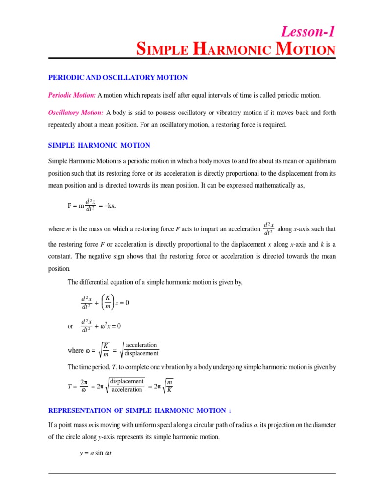 Simple Harmonic Motion | PDF | Rotation Around A Fixed Axis | Acceleration