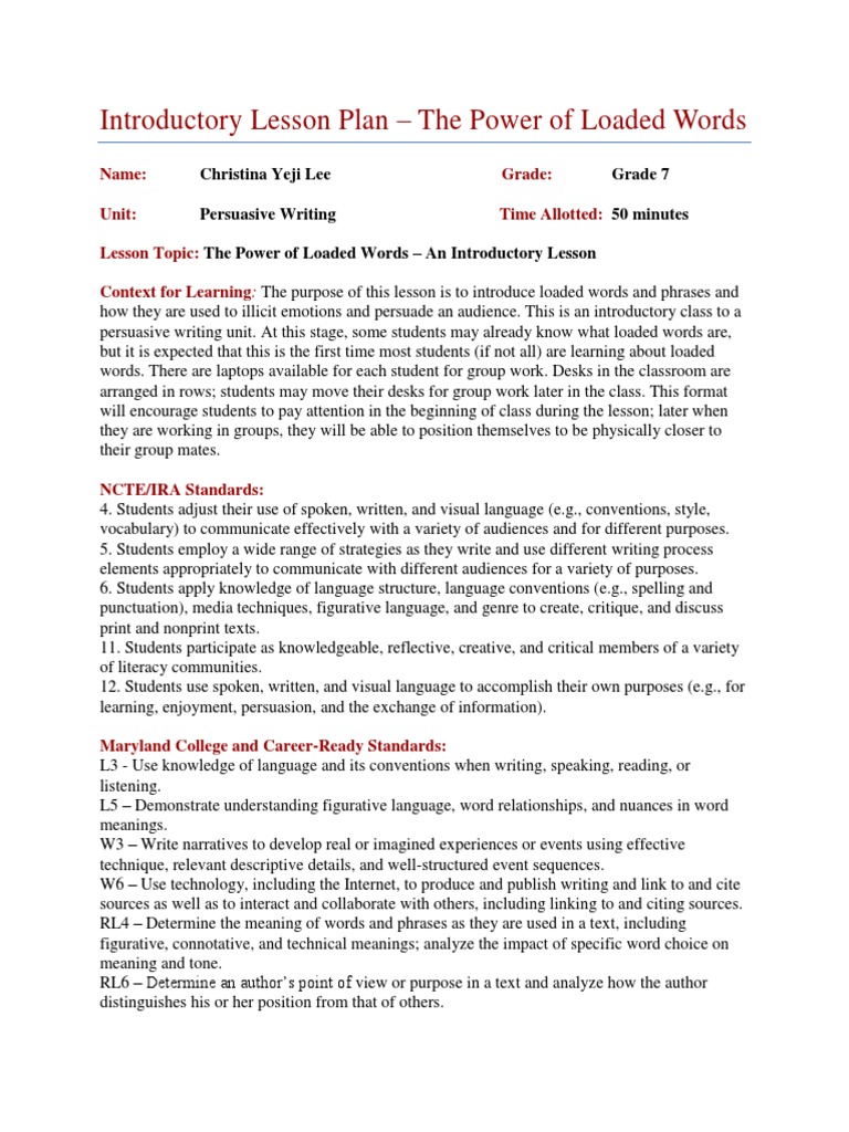 Persuasive Language Lesson Plan | PDF | Question | Persuasion