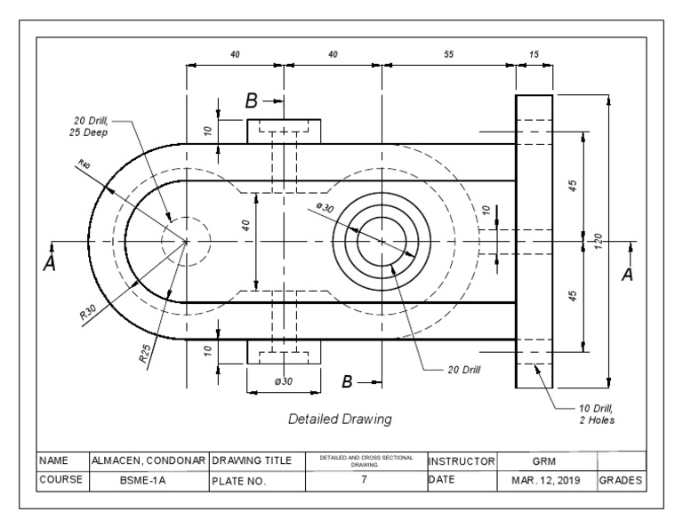 Detailed cross-sectional drawing of plate with 2 drill holes | PDF