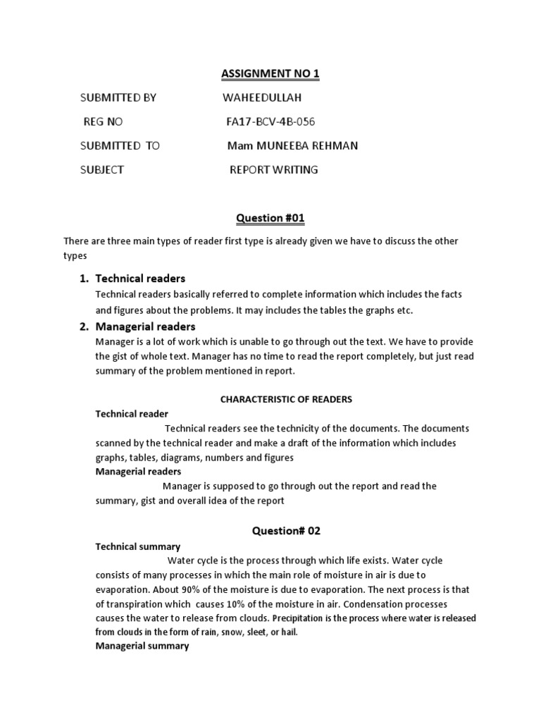Assignment No 1: Characteristic of Readers Technical Reader | PDF ...