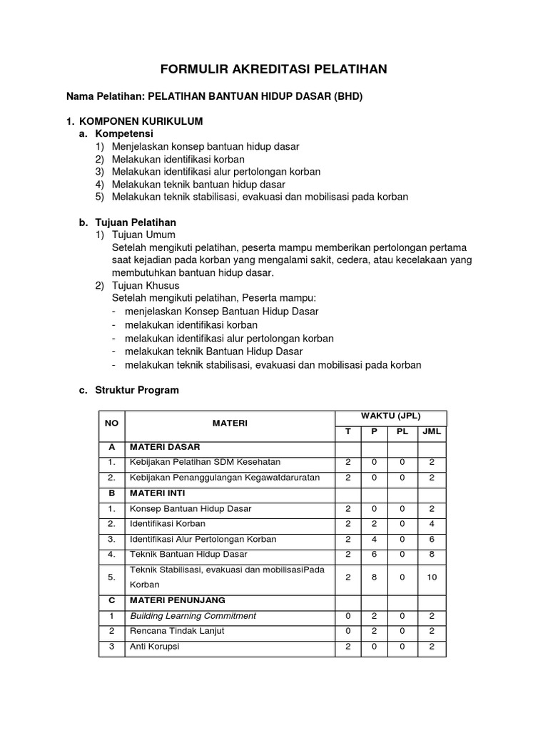 Formulir Akreditasi Pelatihan BHD | PDF | Karier & Perkembangan
