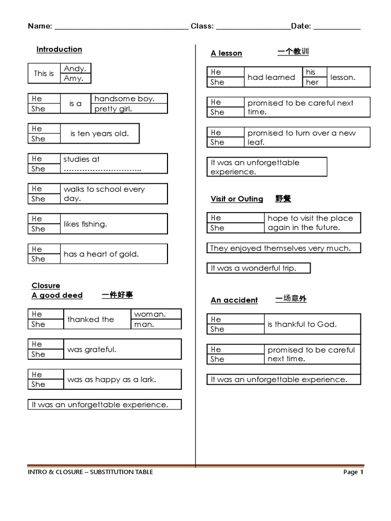 Name: - Class: - Date: - A Lesson | PDF