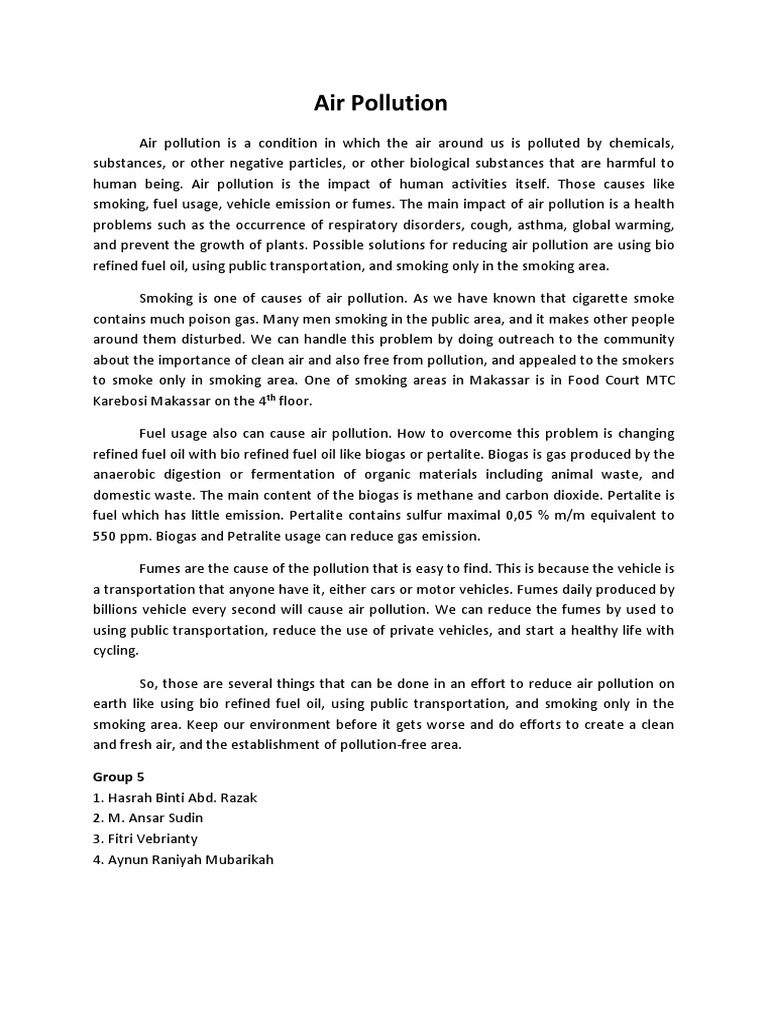 Air Pollution: Group 5 | PDF | Air Pollution | Biogas