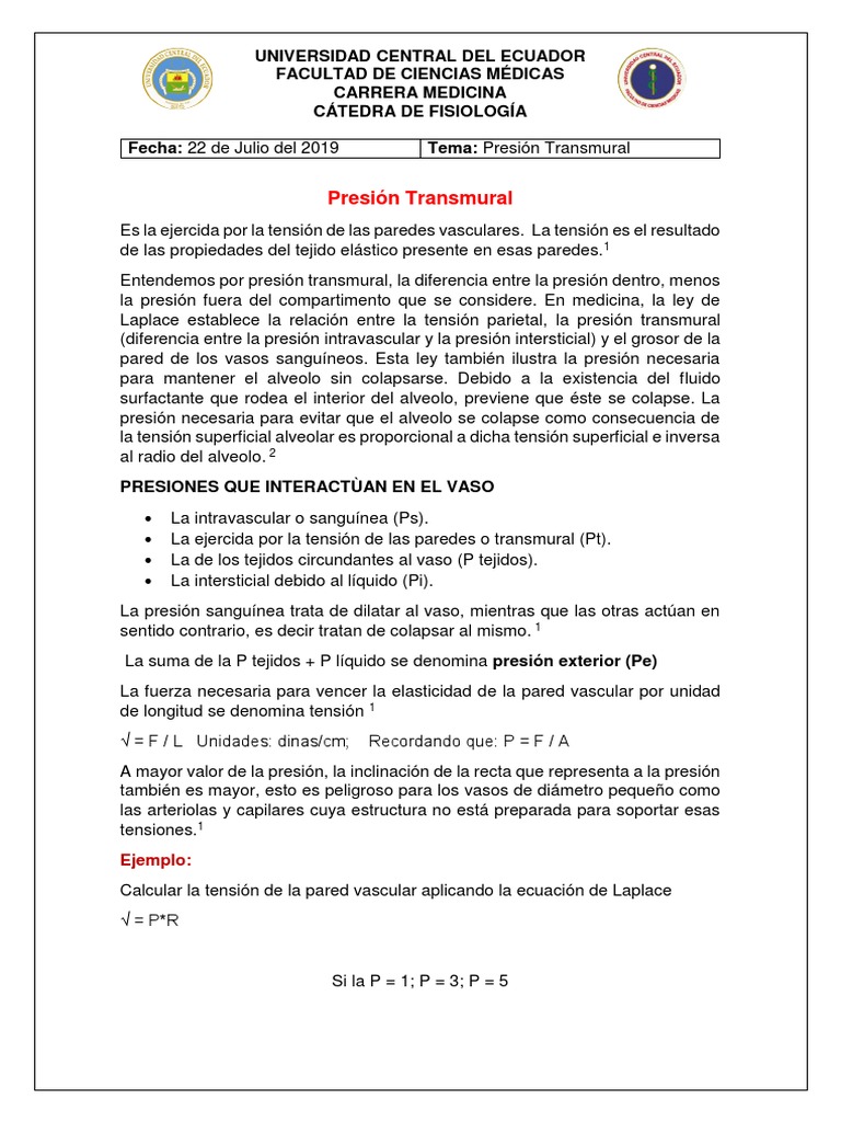 Presion Transmural | PDF | Presión | Mecanica clasica