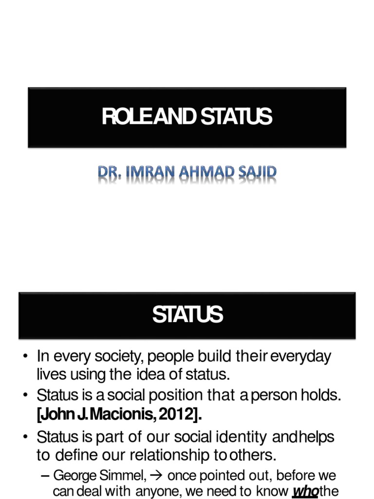 Role and Status | PDF | Sociological Theories | Behavioural Sciences