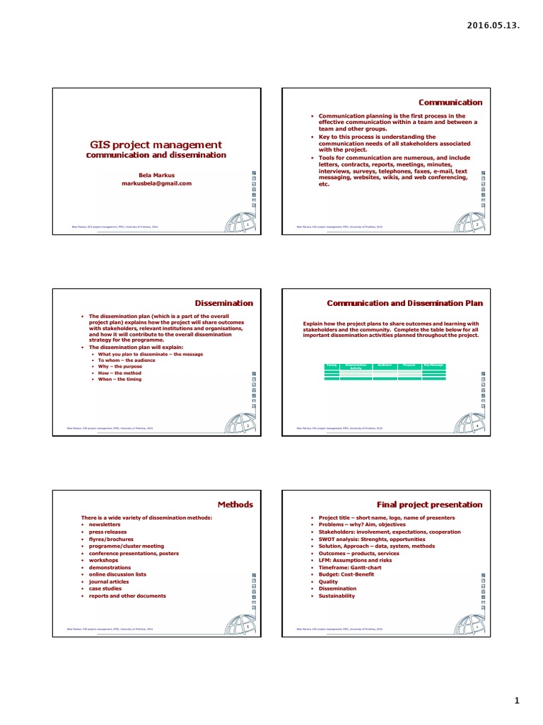 GIS Project Management GIS Project Management: - Communication Planning ...
