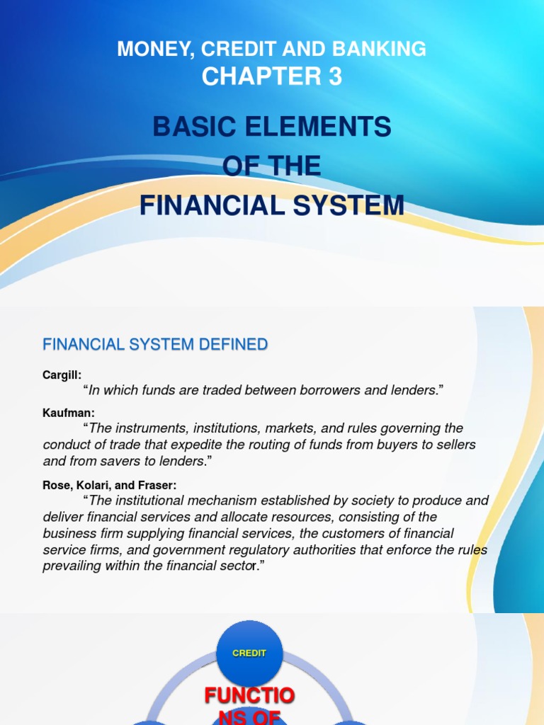 An Overview of the Basic Elements, Functions, and Flow of Funds Within ...