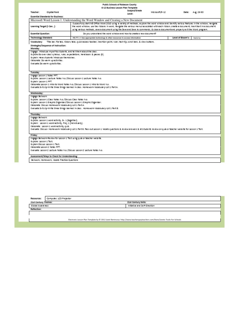 Lesson Plan - 7th Grade - Microsoft Word | PDF | Microsoft Word | Pedagogy