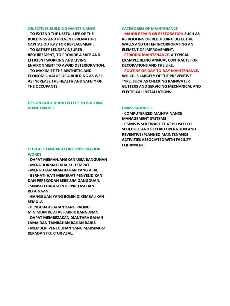 Building Maintenance Strategies | PDF | Science & Mathematics | Computers