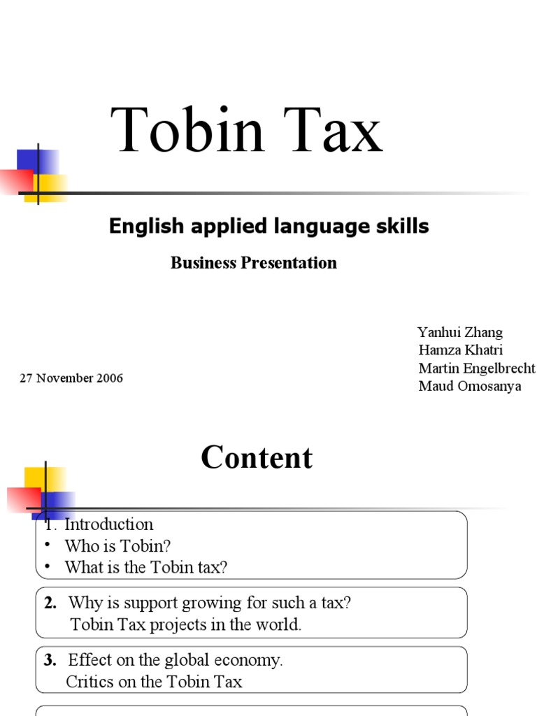 Tobin Tax: English Applied Language Skills | PDF | Taxes | Public Finance