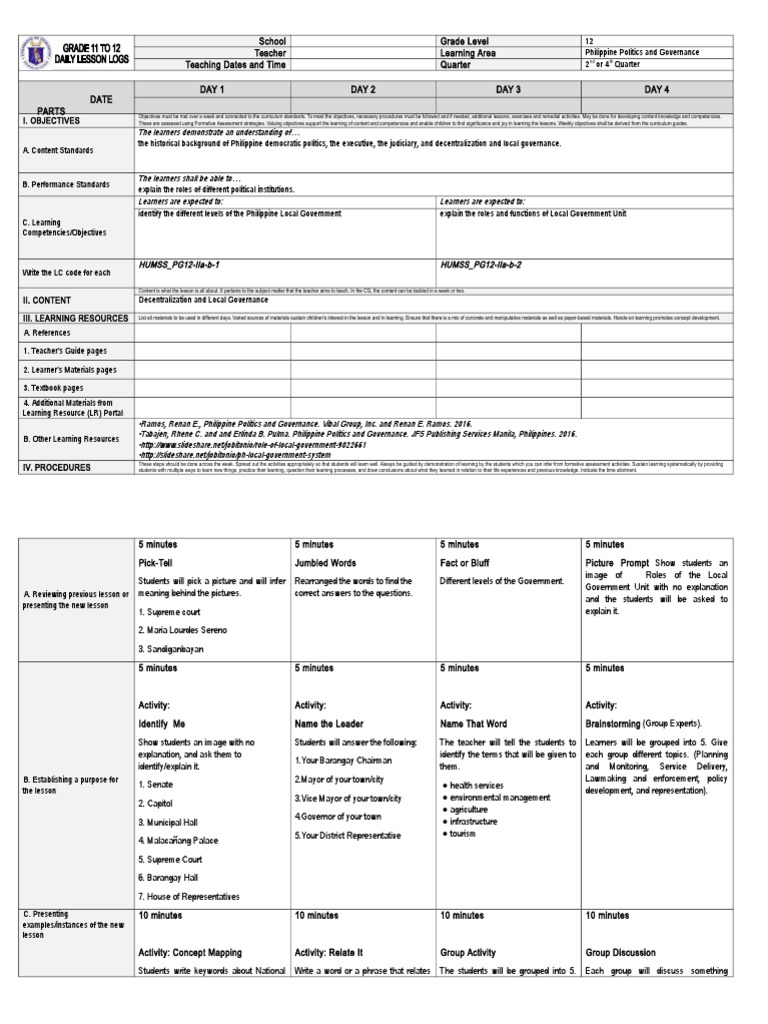 PPG Q2 Week Ab - Different Levels of Philippine Local Government | PDF ...