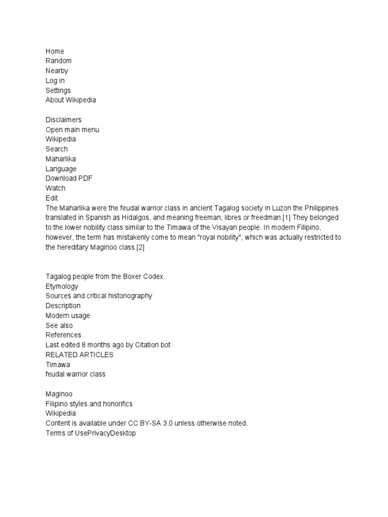 Maharlika: The Feudal Warrior Class | PDF | Social Science | History