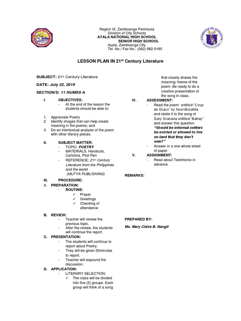 Lesson Plan On 21st Century | PDF | Lesson Plan | Learning