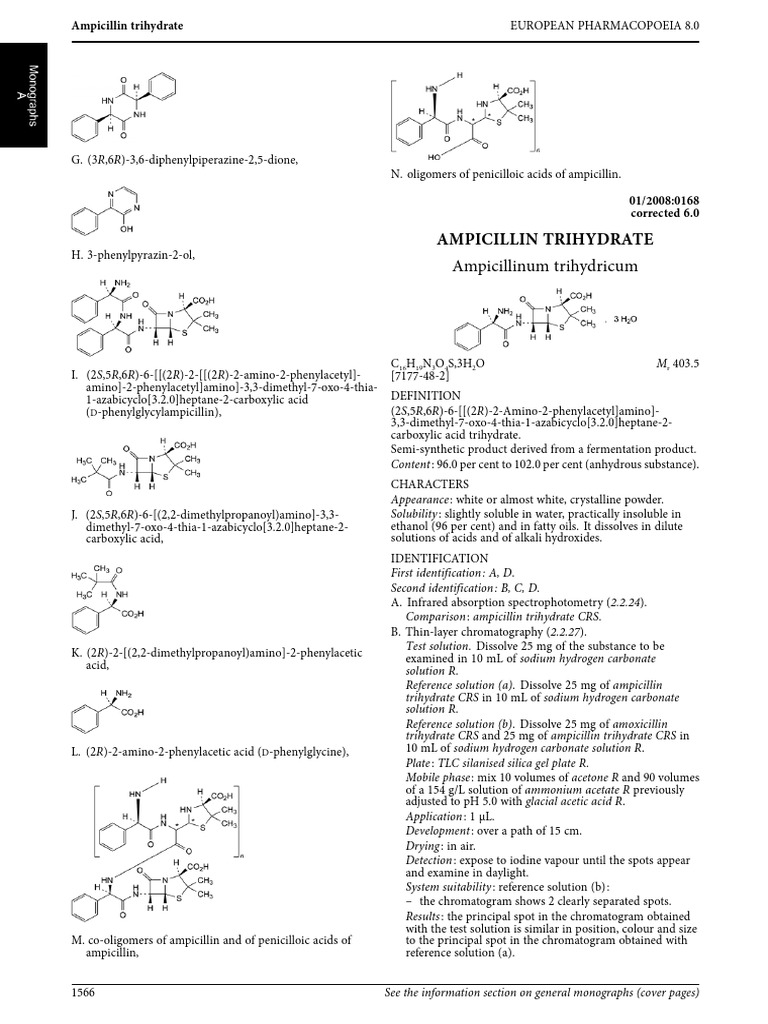 Ampicillin Trihydrate | PDF | Solubility | Solution