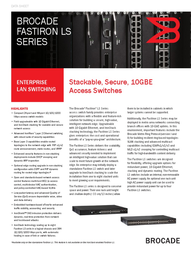 Brocade Fastiron Ls Series: Stackable, Secure, 10gBE Access Switches ...