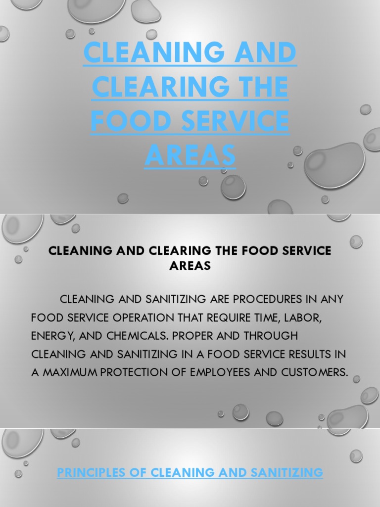 Cleaning and Clearing The Food Service Areas | PDF | Water | Abrasive