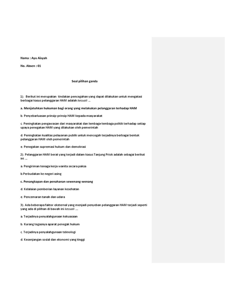 Soal-Soal PKN Kelas XI | PDF | Politik | Ilmu Sosial