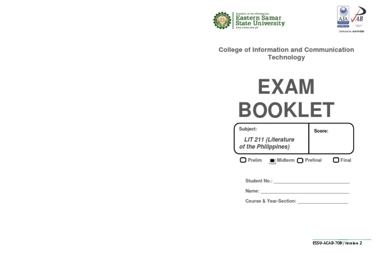 Exam Booklet: College of Information and Communication Technology | PDF