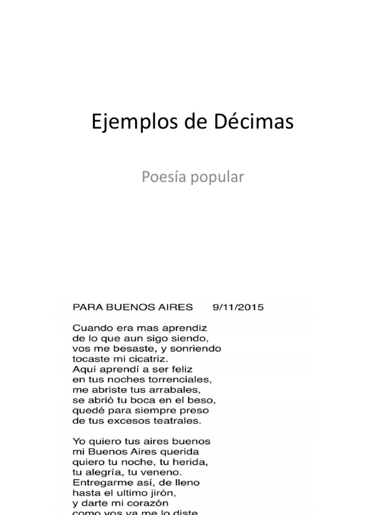 Ejemplos de Décimas Populares | PDF