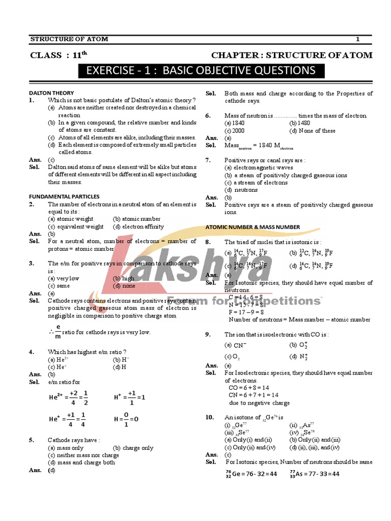 Structure of Atom Class 11 | PDF | Photoelectric Effect | Electromagnetic Radiation