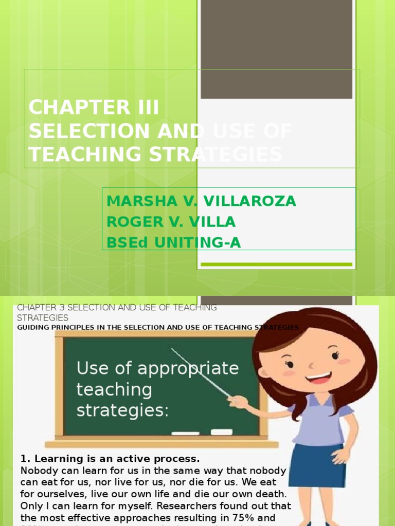 CHAPTER III SELECTION AND USE OF TEACHING STRATEGIES For Handout ...